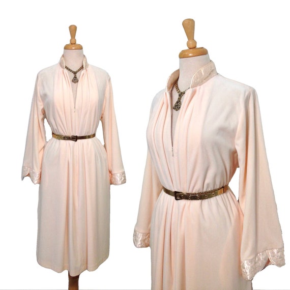 Vintage Diamond Tea Robe Velour Pastel Pink Hostess Gown | Etsy