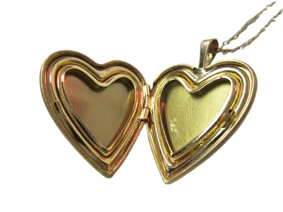 Vintage 1950s Heart Locket 14k Gold PPC Hand Engraved… - Gem