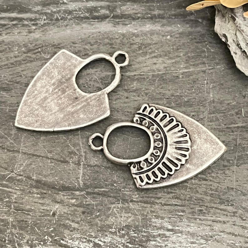 Chunky Boho Earrings: Tribal Silver Tone Dangles for Jewelry Making - Etsy