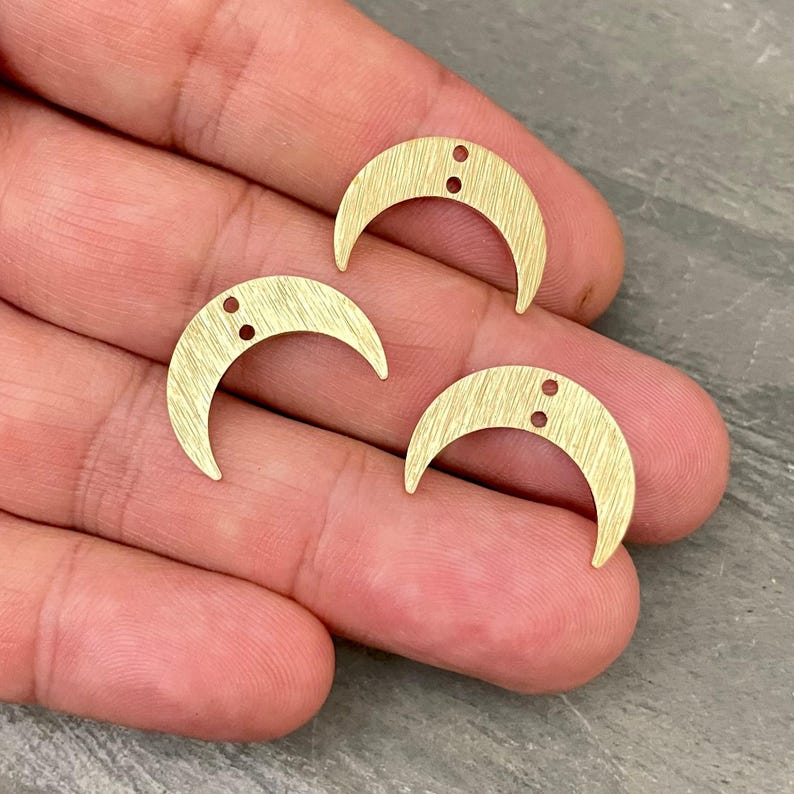Crescent Moon Charms: Raw Textured Brass (earring Findings, Jewelry ...