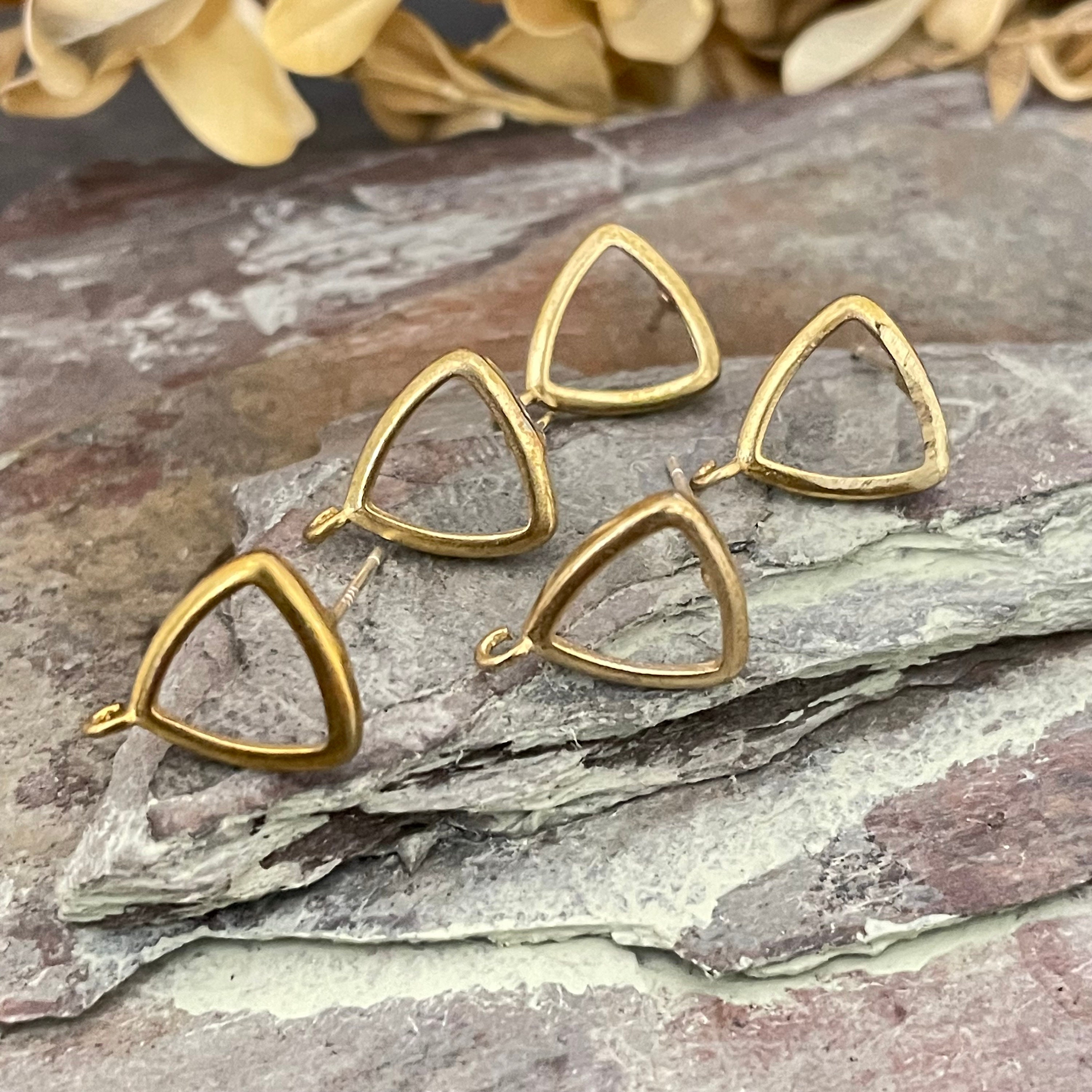 Gold Plated Brass Earring Stud - Circle Earring Post - Brass Earring ...