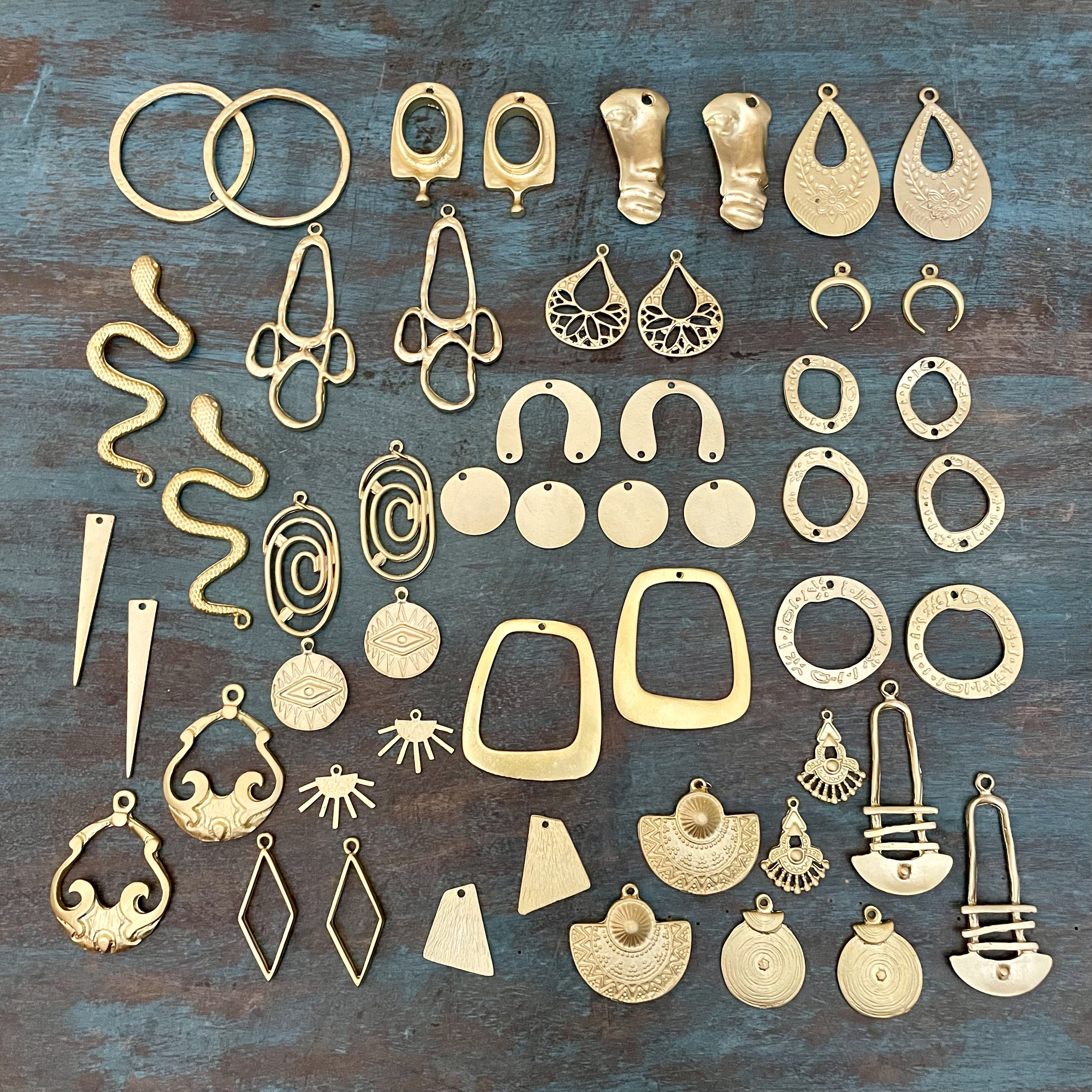 52 PCS - Gold Coated Brass Earring Findings- - One set, endless ...