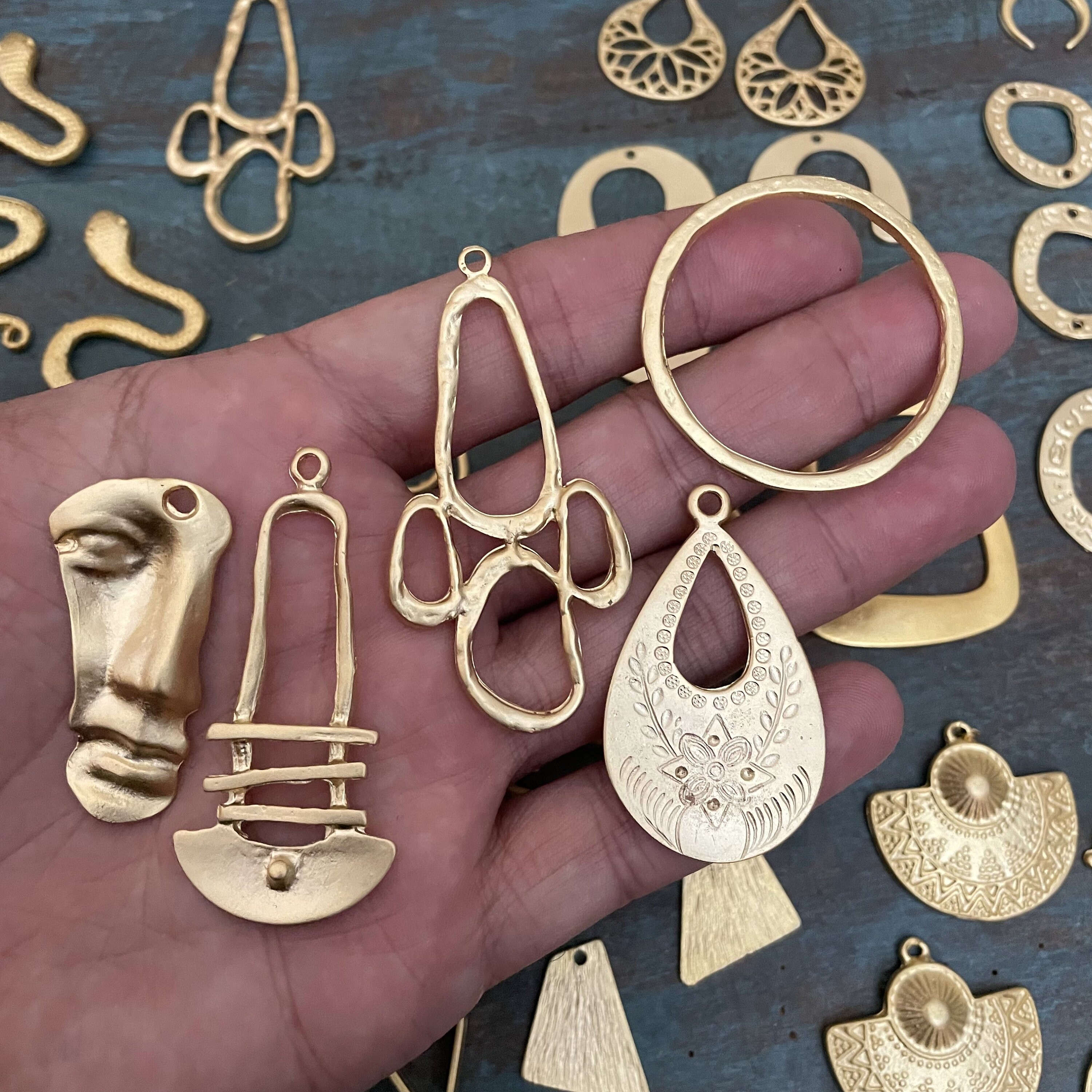 52 PCS - Gold Coated Brass Earring Findings- - One set, endless ...