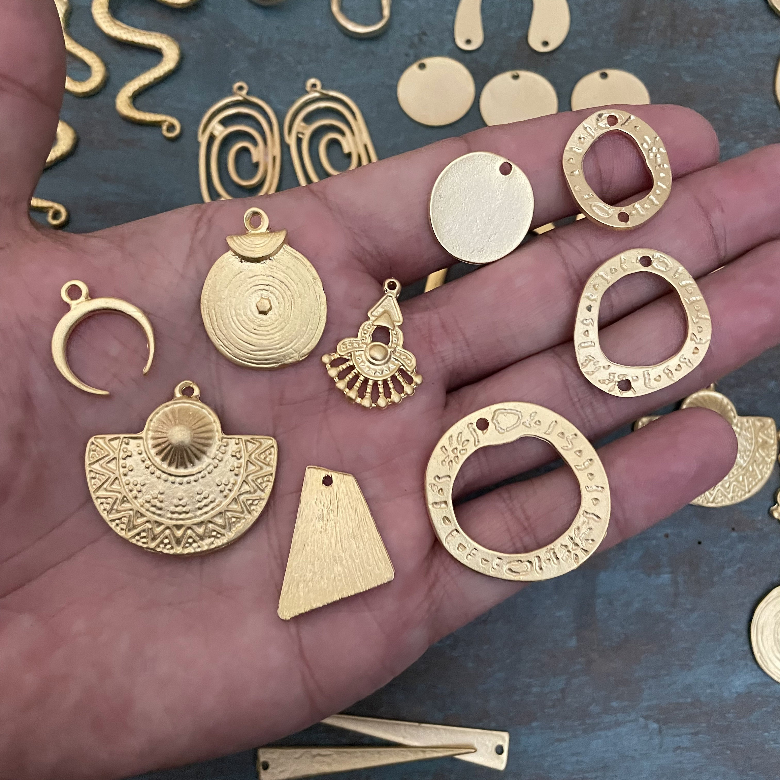 52 PCS - Gold Coated Brass Earring Findings- - One set, endless ...