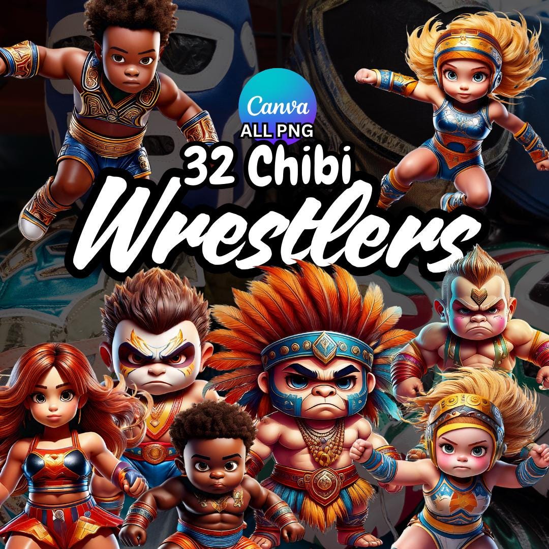 32 PNG Chibi Wrestlers | Cute Wrestling Character Designs | High ...