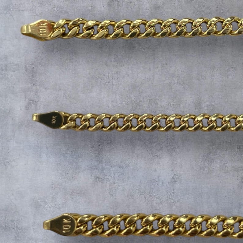 10k Real Gold Miami Cuban Link Chain 2mm to 6mm, Real Gold Chain ...