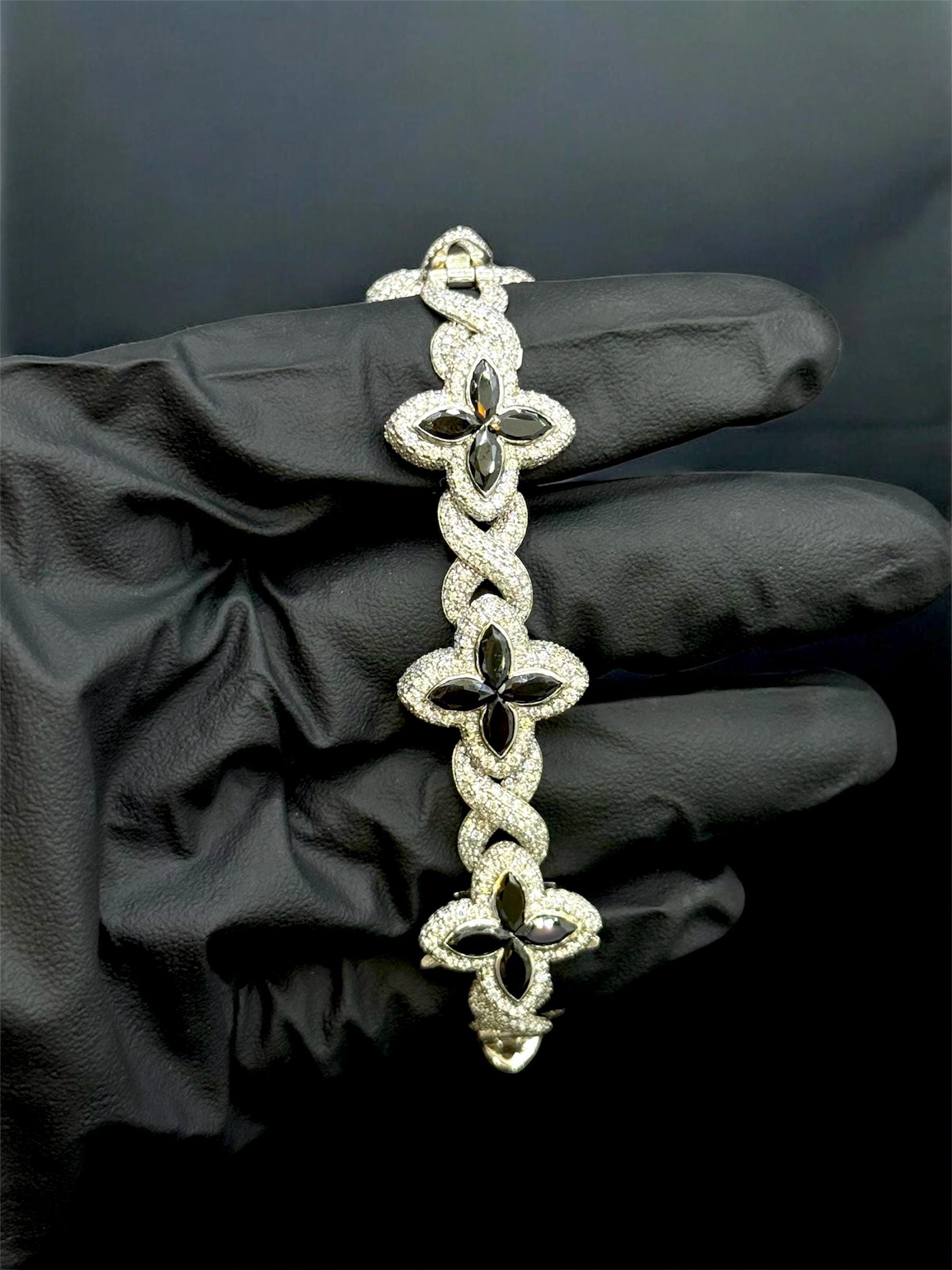 Iced VVS Moissanite Bracelet: Sterling Silver, Black Onyx, Hip Hop ...