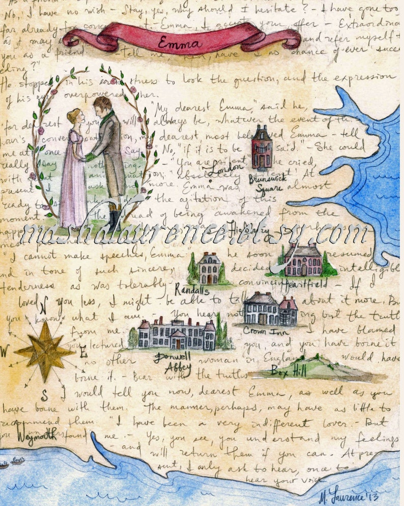 Emma Map Art Print. 8x10. Jane Austen Art. - Etsy