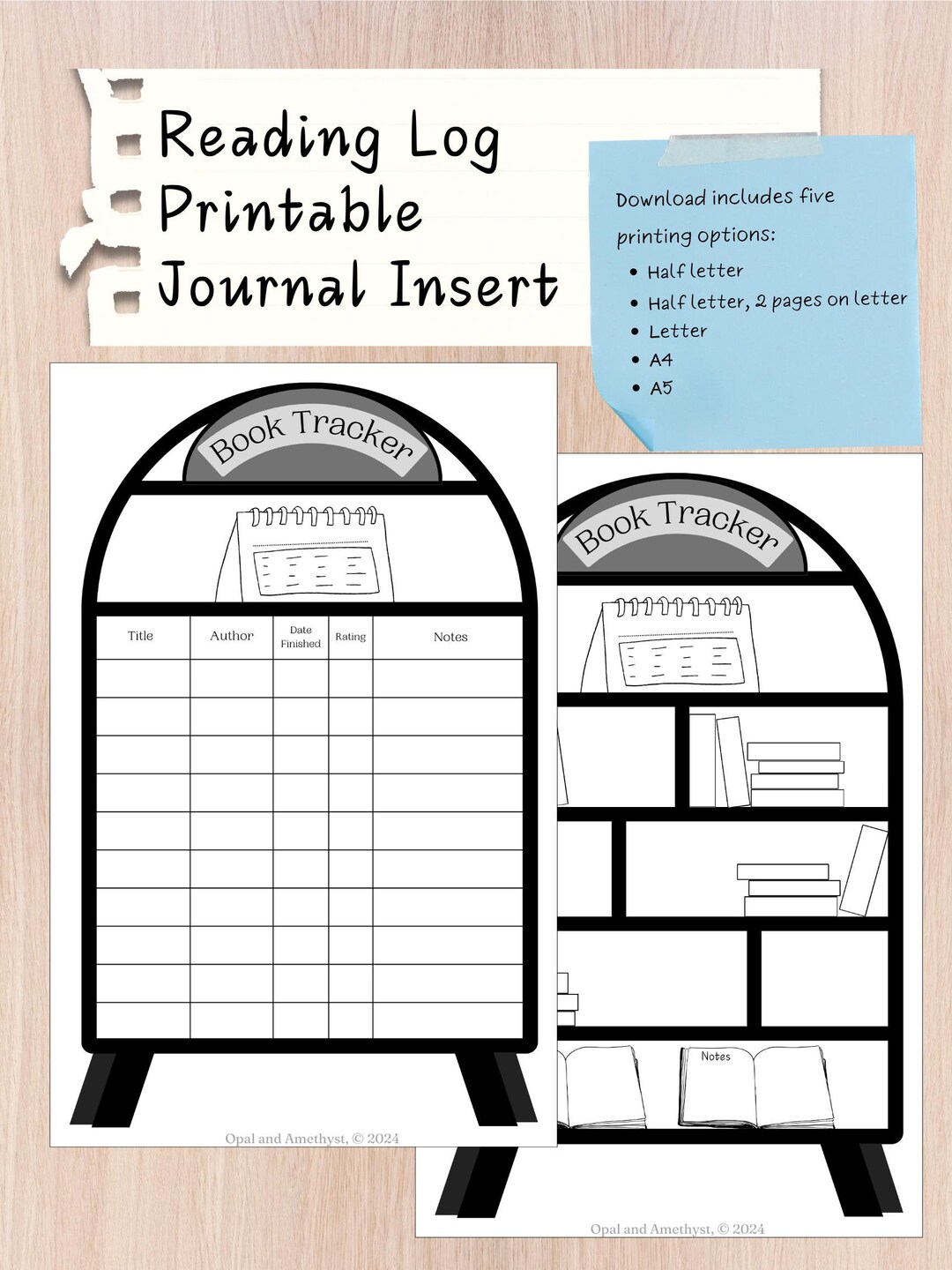 Monthly Book Tracker, Printable, Journal, Discbound Planner, A4, A5 ...