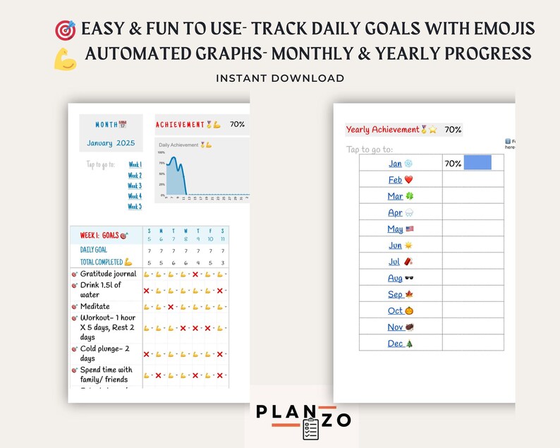 Habit Tracker 2025 Daily Goal Tracker Spreadsheet Google Sheets Phone ...