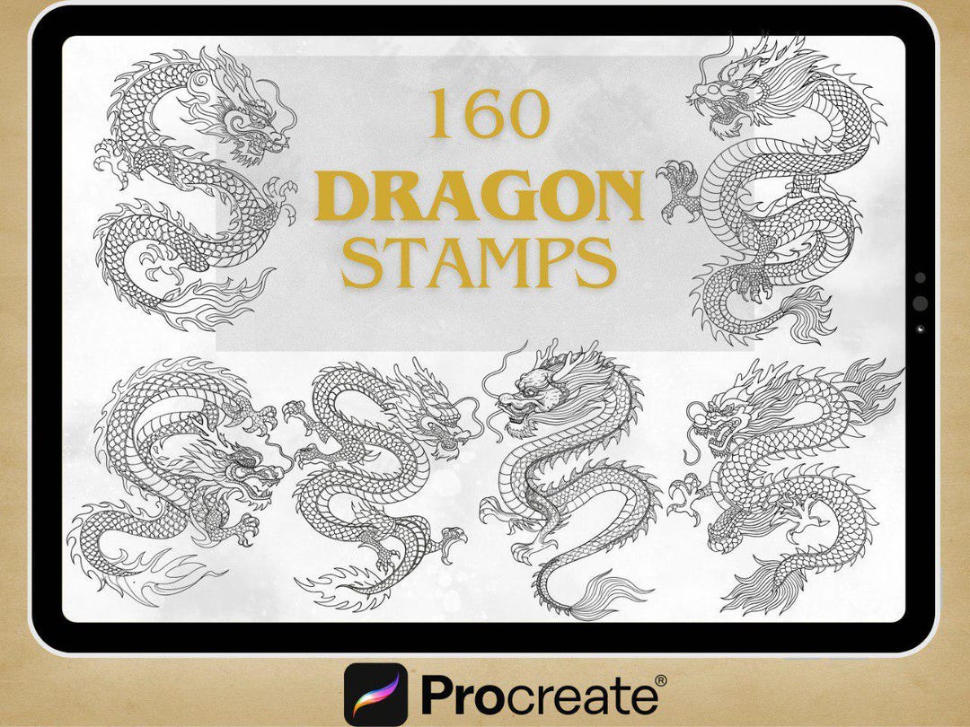 160+ Procreate Dragon Stamps | Chinese & Japanese Dragon Brushes for ...