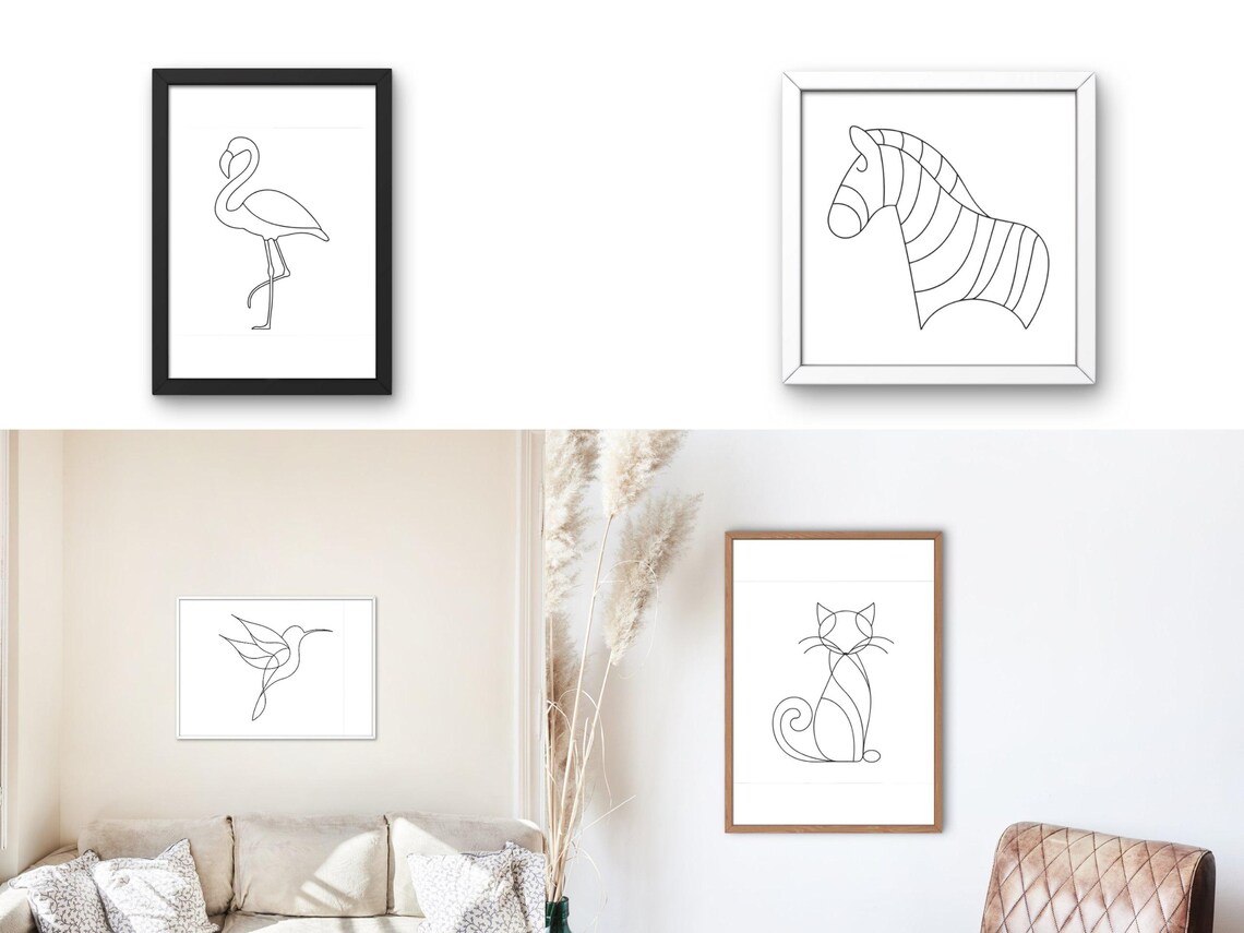 100+ Minimalist Animal Line Art Stamps for Procreate | Simple & Modern ...