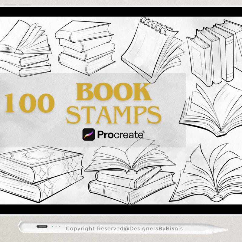 Stack of Books Stamp - Etsy