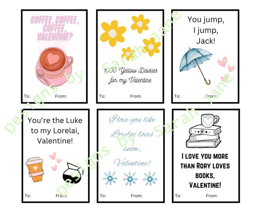 Gilmore Girls Inspired Valentine Cards (set of 6) *digital Download ...