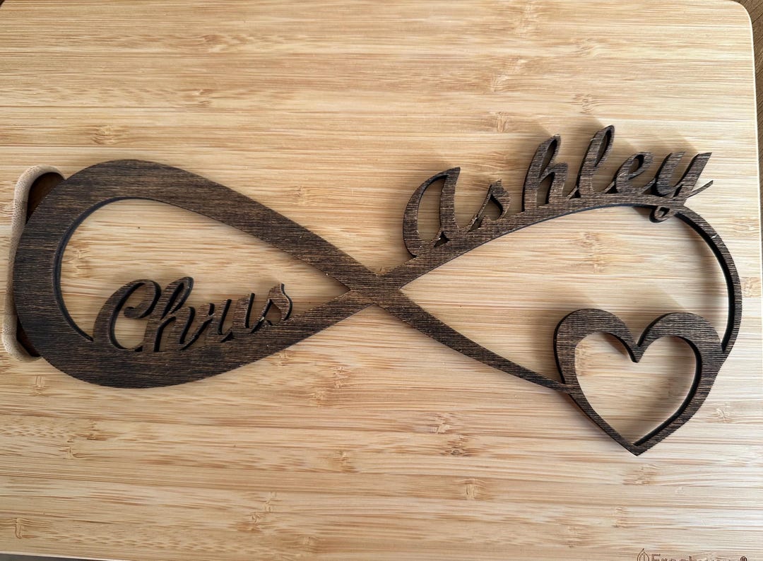 Infinity Heart With Names Engraved Wood - Etsy