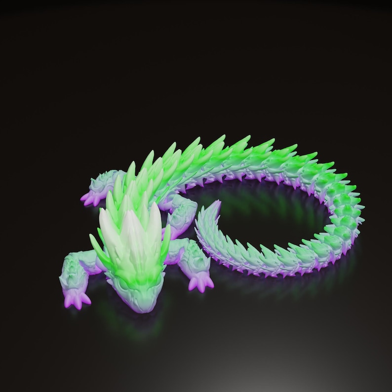 Articulated Spiked Dragon STL, Flexible Print-in-place Fantasy Creature ...