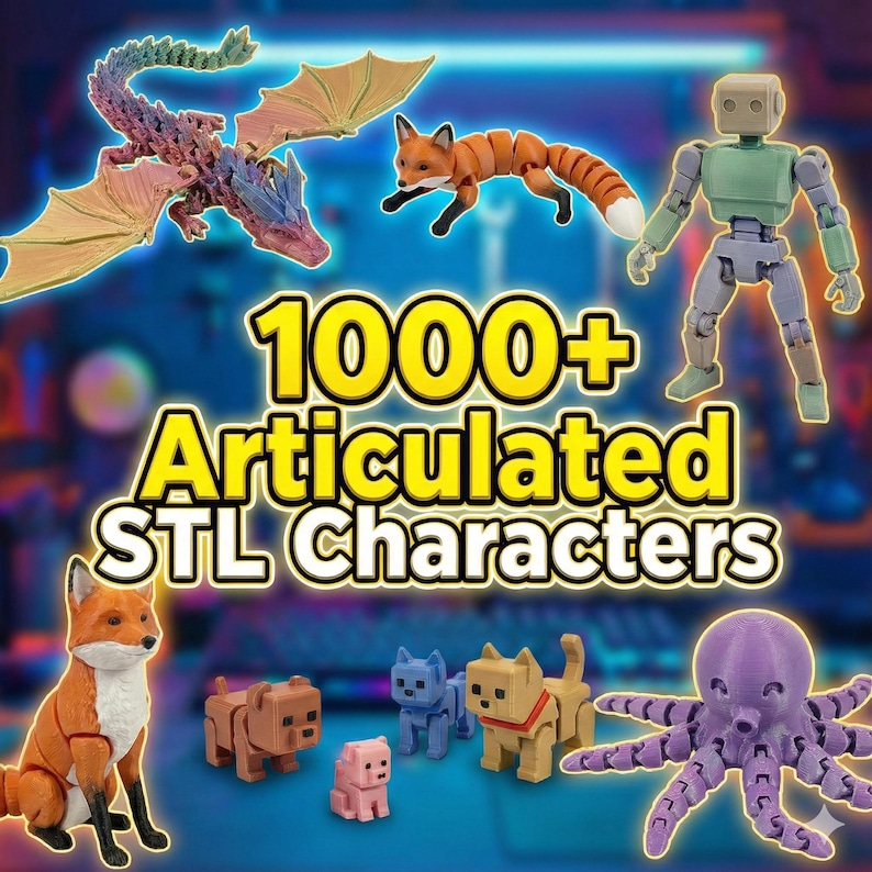 Pack STL Flexi Animals +1000 Articulated 3D Models | STL + 3MF Files ...