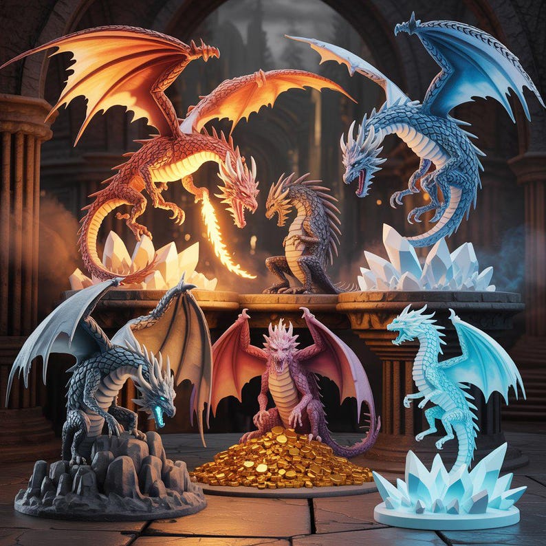 Dragon Empire Set STL Bundle 40GB+ | 3D Printable Fantasy Dragons Pack ...