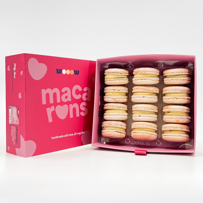 Assorted Macarons Gift Box: Romantic Flavors, Personalized Playlist - Etsy