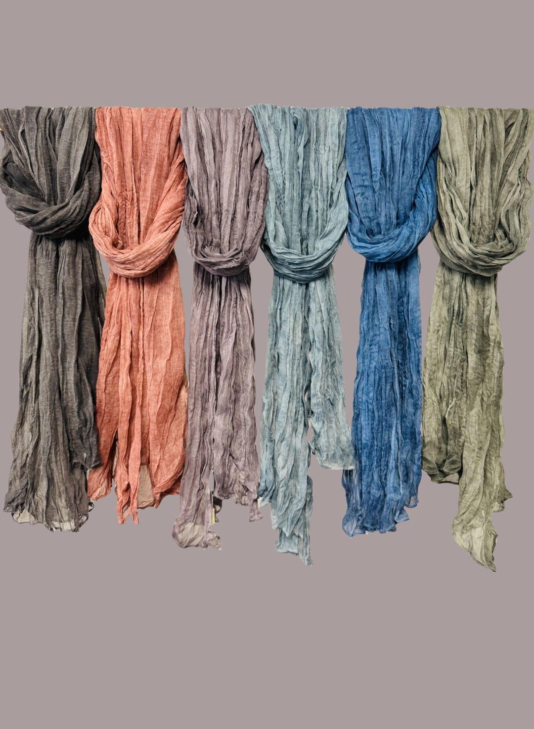 Vintage Stonewashed-dye Solid Color Crinkled Scarf - Etsy