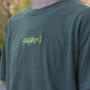 Green Trout Embroidered Fish Tshirt - Etsy