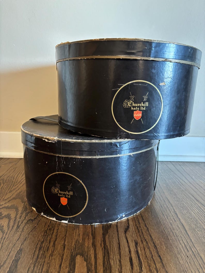 Vintage Hat Box Churchill Hats Ltd. 2 Empty Boxes - Etsy
