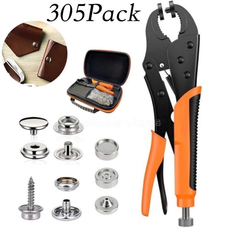 305PCS Heavy Duty Snap Fastener Kit - Adjustable Snap Setter Tool for ...