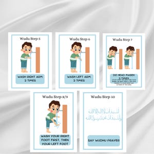Step-by-step Wudu and Salat Flashcards for Kids,islamic Prayer ...