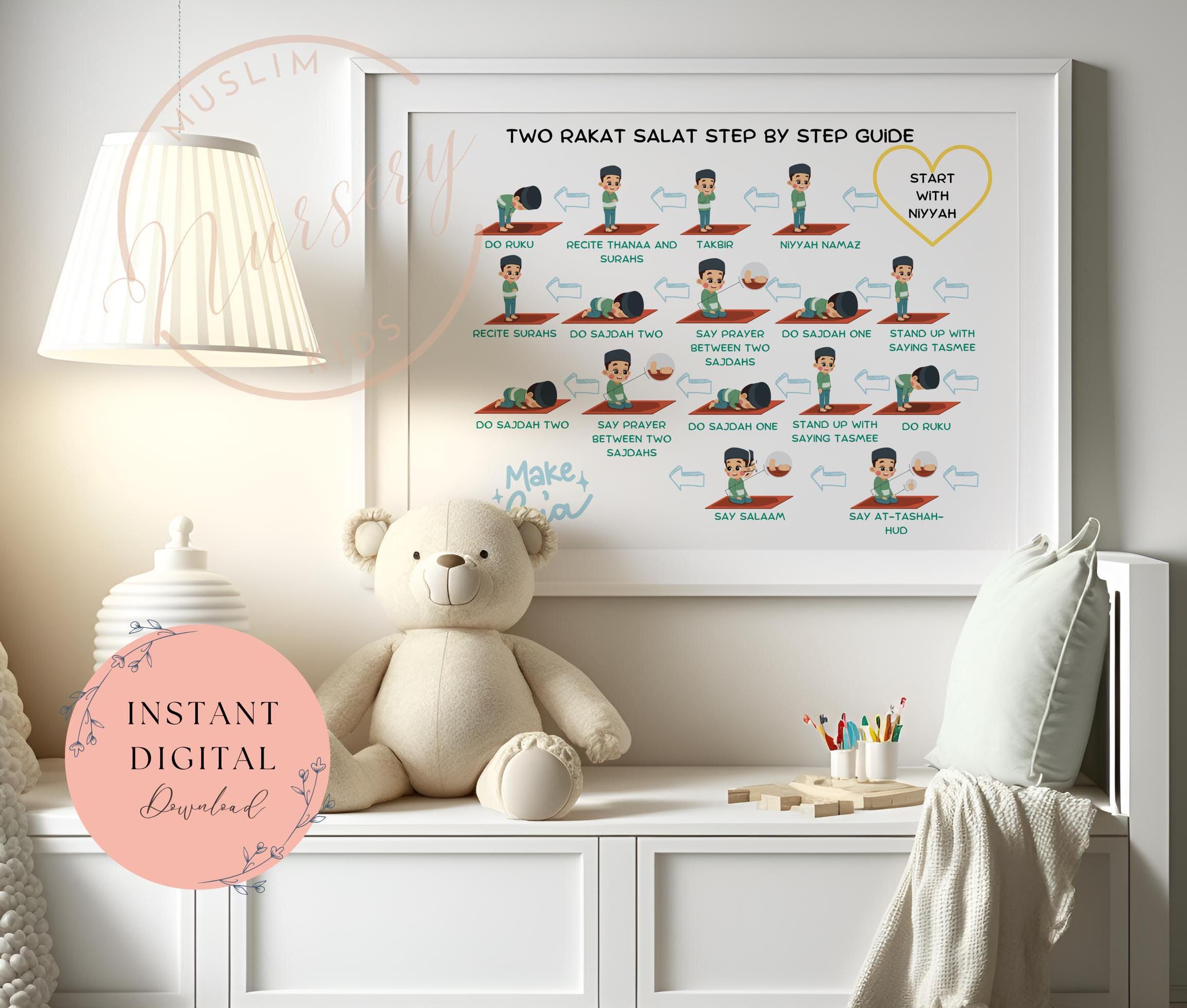 Printable Salat Chart,islamic Kids Wall Art,step-by-step Salat Postures ...