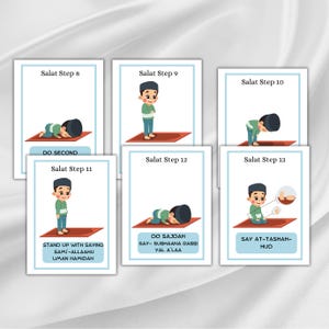 Step-by-step Wudu and Salat Flashcards for Kids,islamic Prayer ...