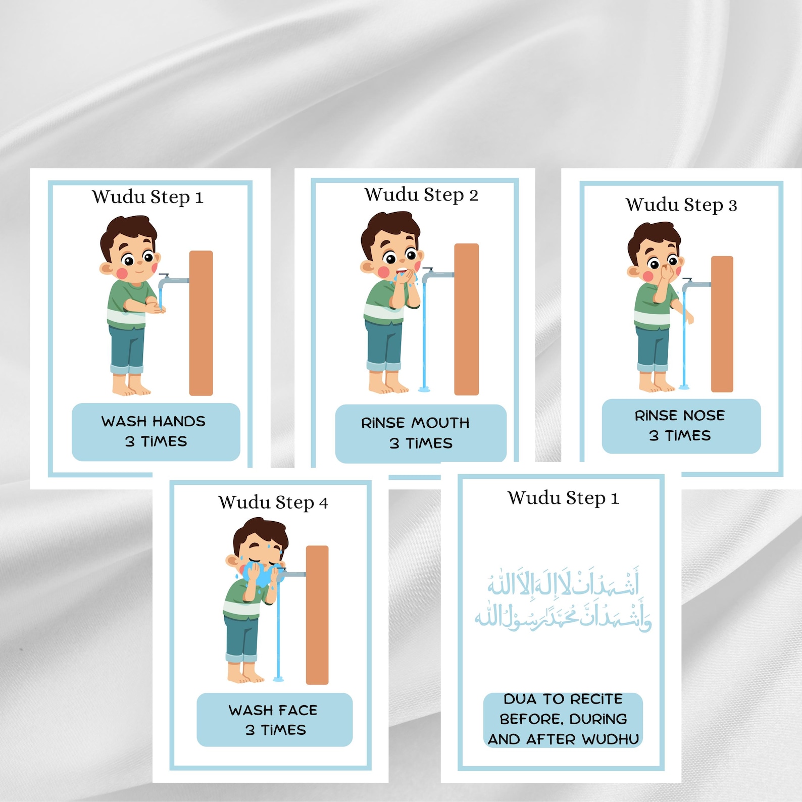 Step-by-step Wudu and Salat Flashcards for Kids,islamic Prayer ...