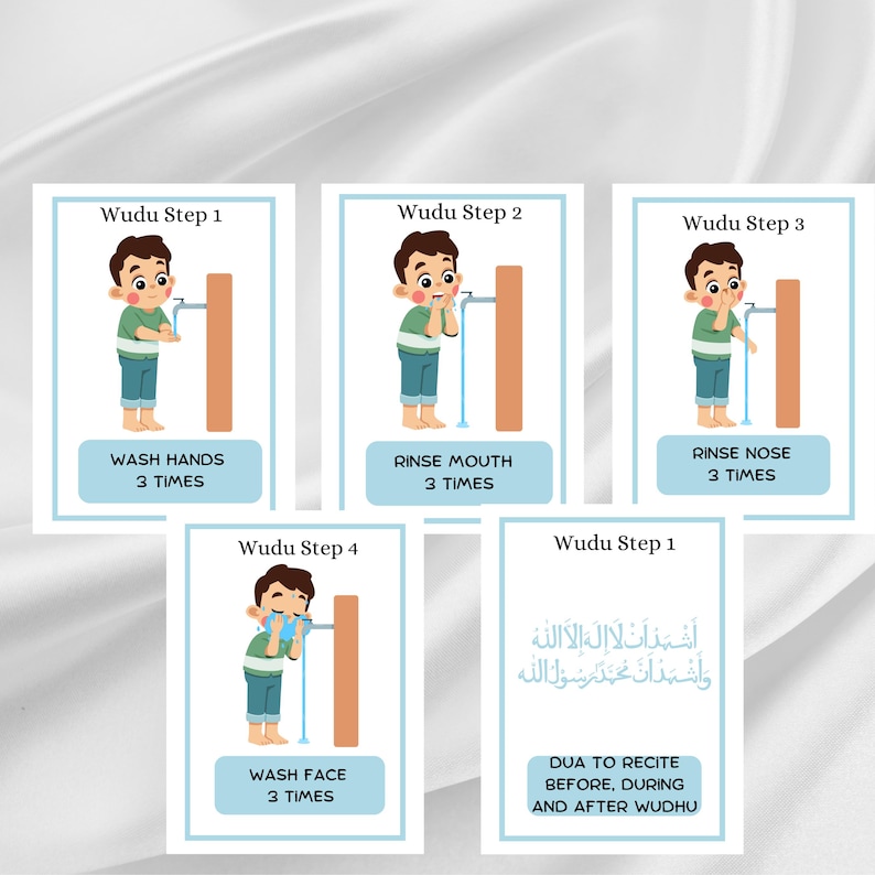 Step-by-step Wudu and Salat Flashcards for Kids,islamic Prayer ...