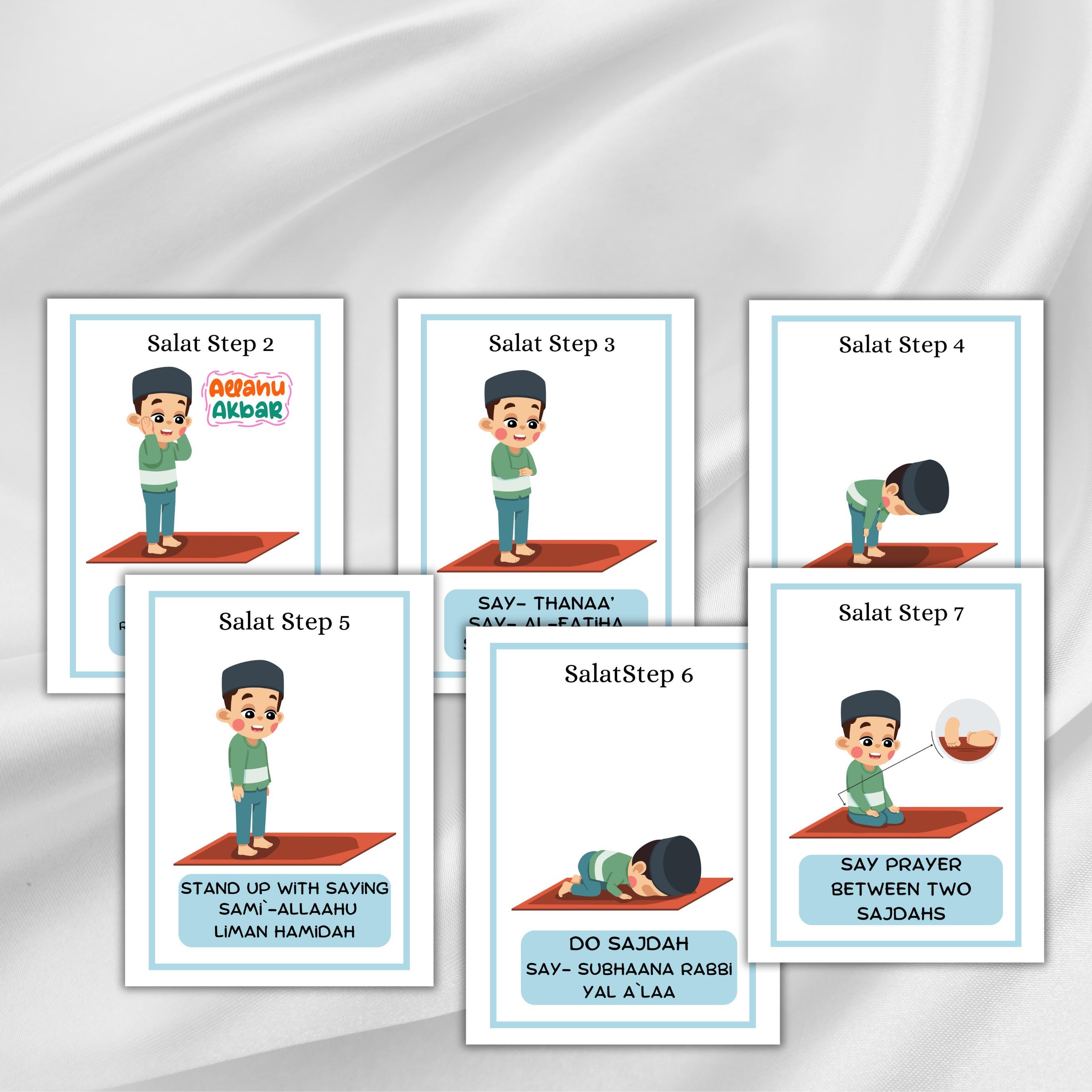 Step-by-step Wudu and Salat Flashcards for Kids,islamic Prayer ...