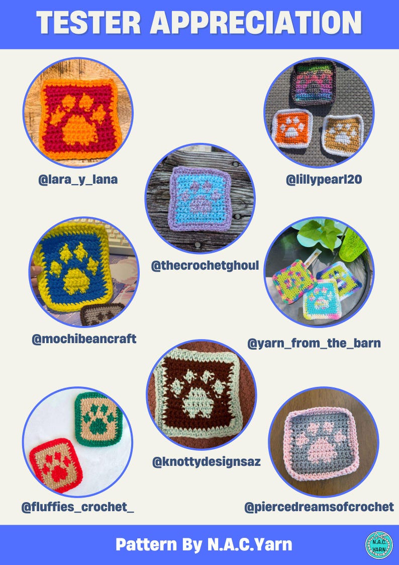 Paw Coaster Crochet PATTERN ONLY Instant DOWNLOAD! Paw Pattern, Paw ...