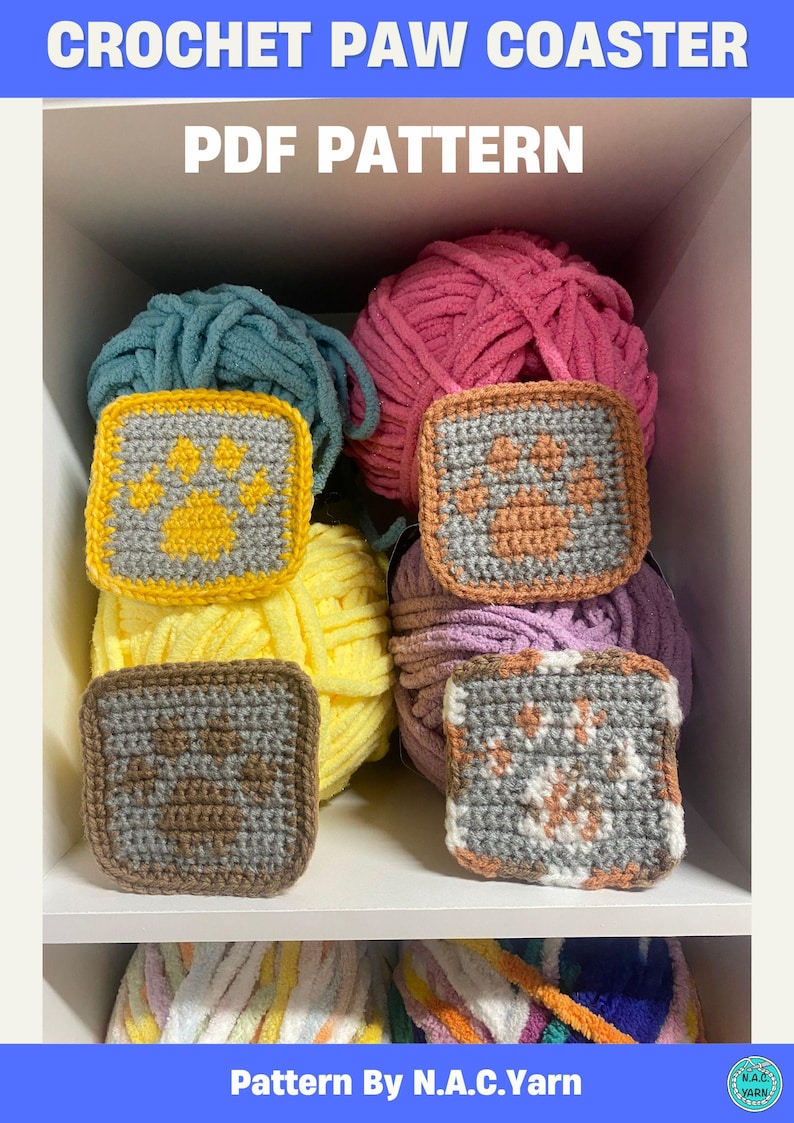 Paw Coaster Crochet PATTERN ONLY Instant DOWNLOAD! Paw Pattern, Paw ...
