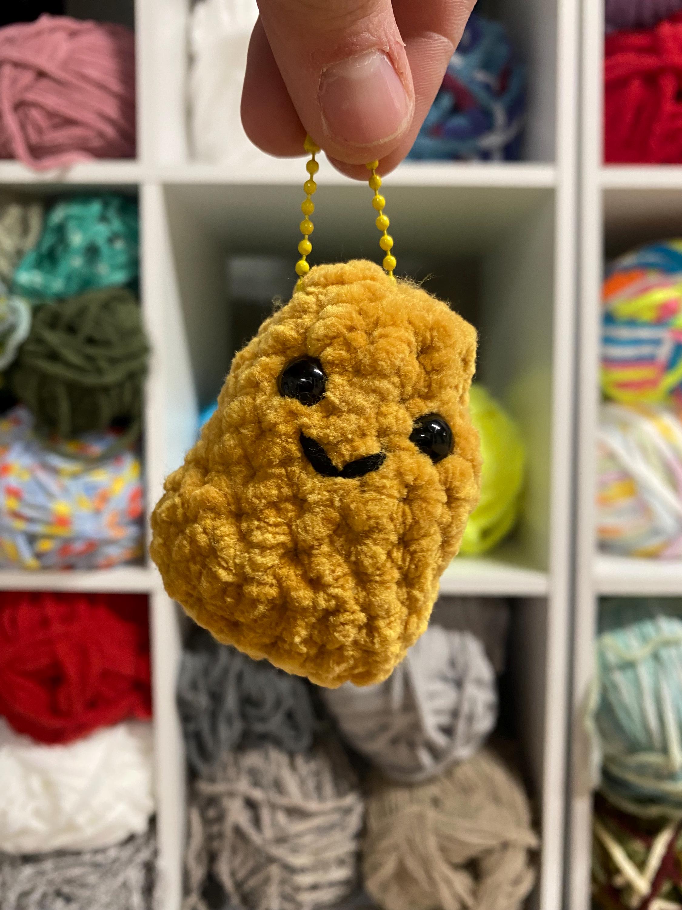 Crochet Chicken Nugget Keychain, Chicken Nugget Crochet, Chicken Nugget ...