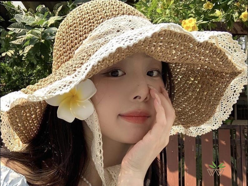 Elegant Straw Hat | Handwoven Raffia Sun Hat | Wide Brim Summer Hat for ...