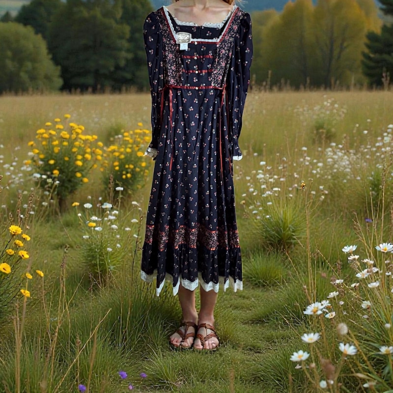 Vintage 70s Calico Dress - Etsy
