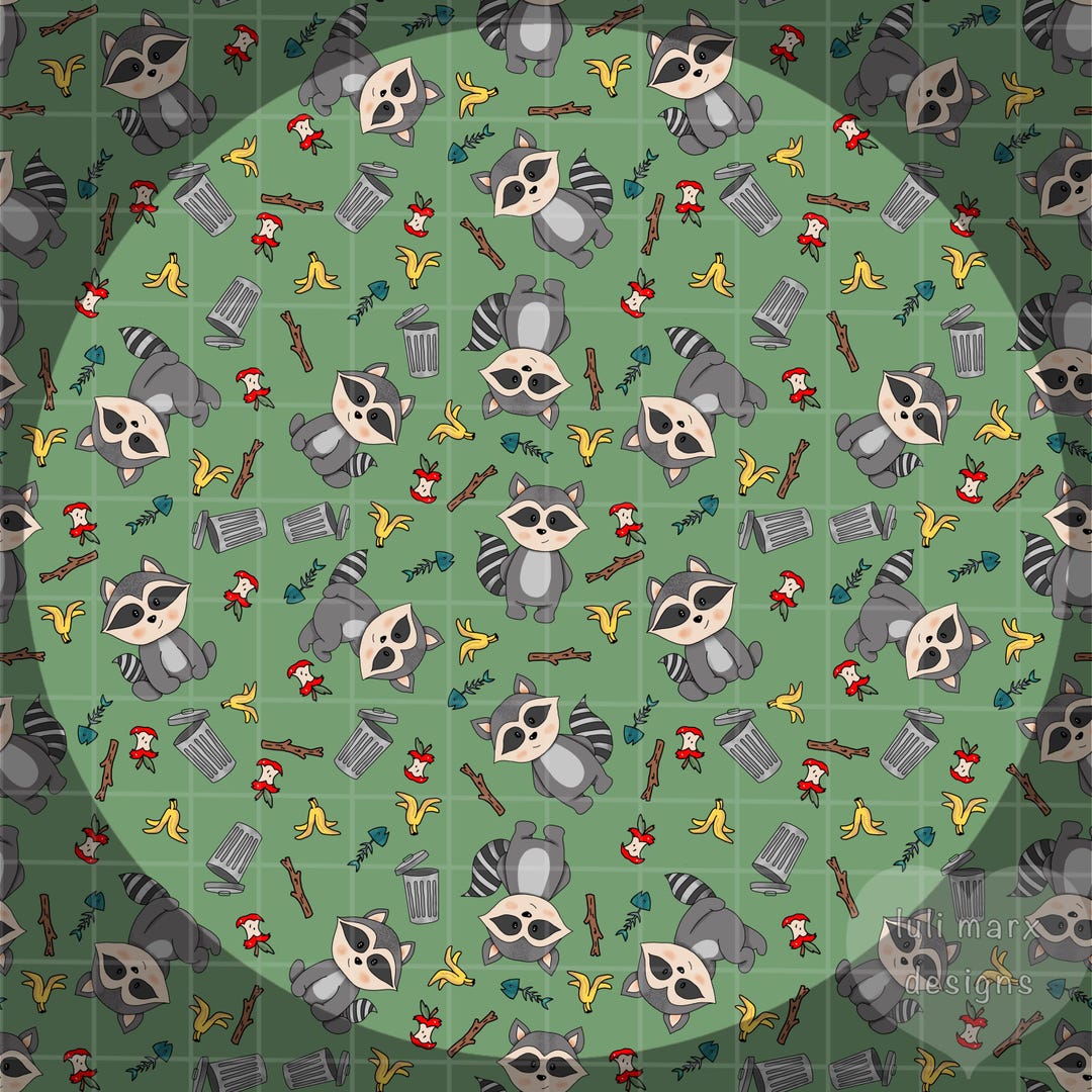 Trashy Raccoons Digital Seamless Pattern File - Etsy