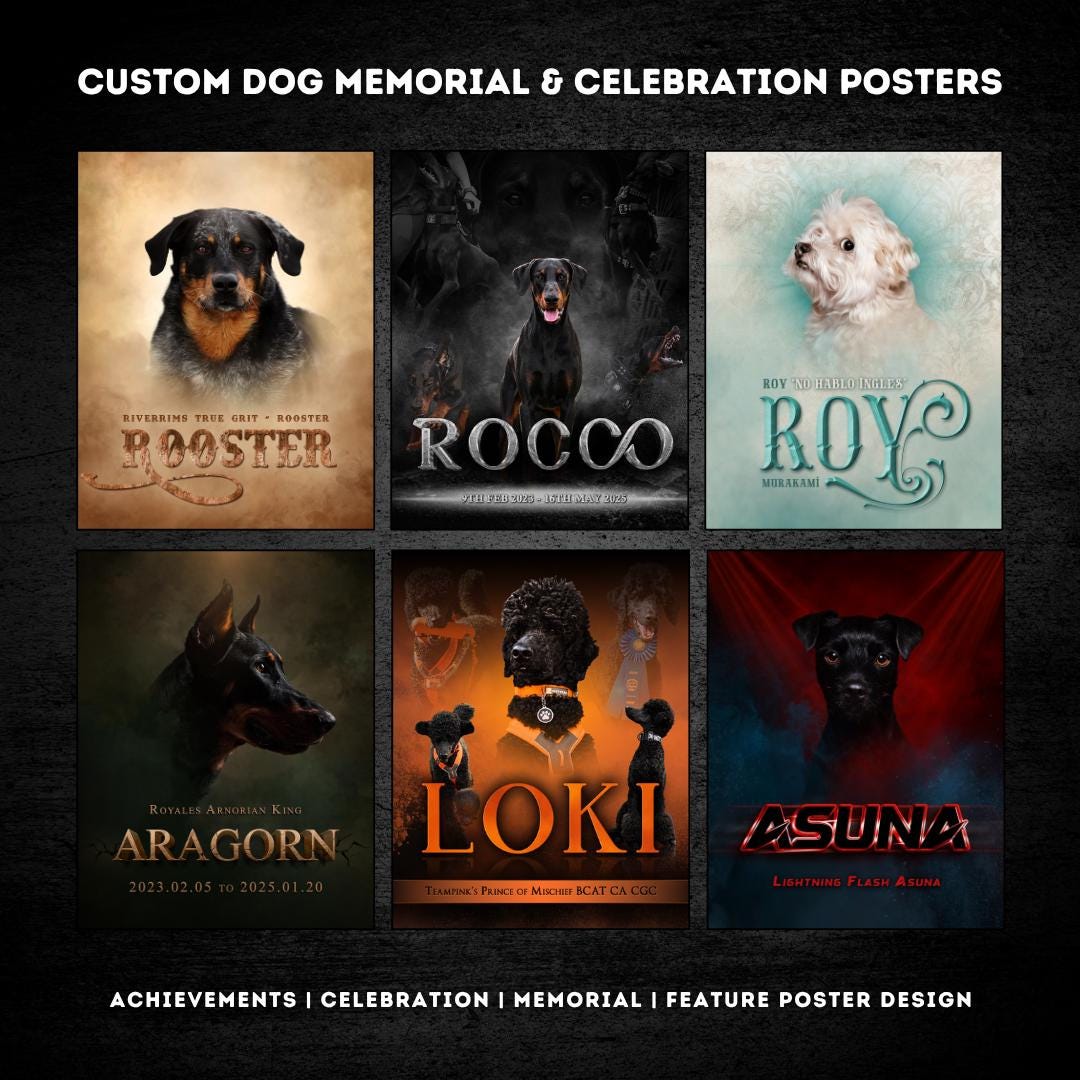 Custom Digital Dog Poster | Celebration or Memorial Design | Unique Pet ...