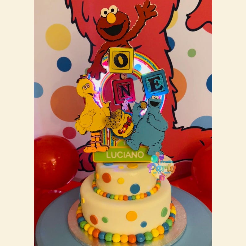 Sesame Street Cake Topper: Elmo, Cookie Monster, Big Bird, Rotating ...