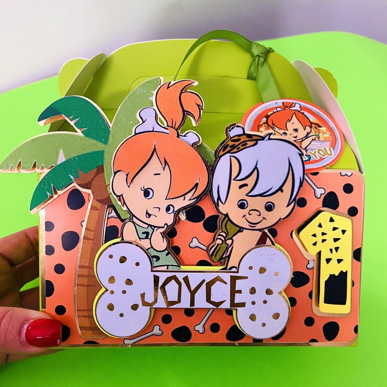 Personalized Flintstones Party Favor Treat Boxes: Pebbles and Bam Bam ...