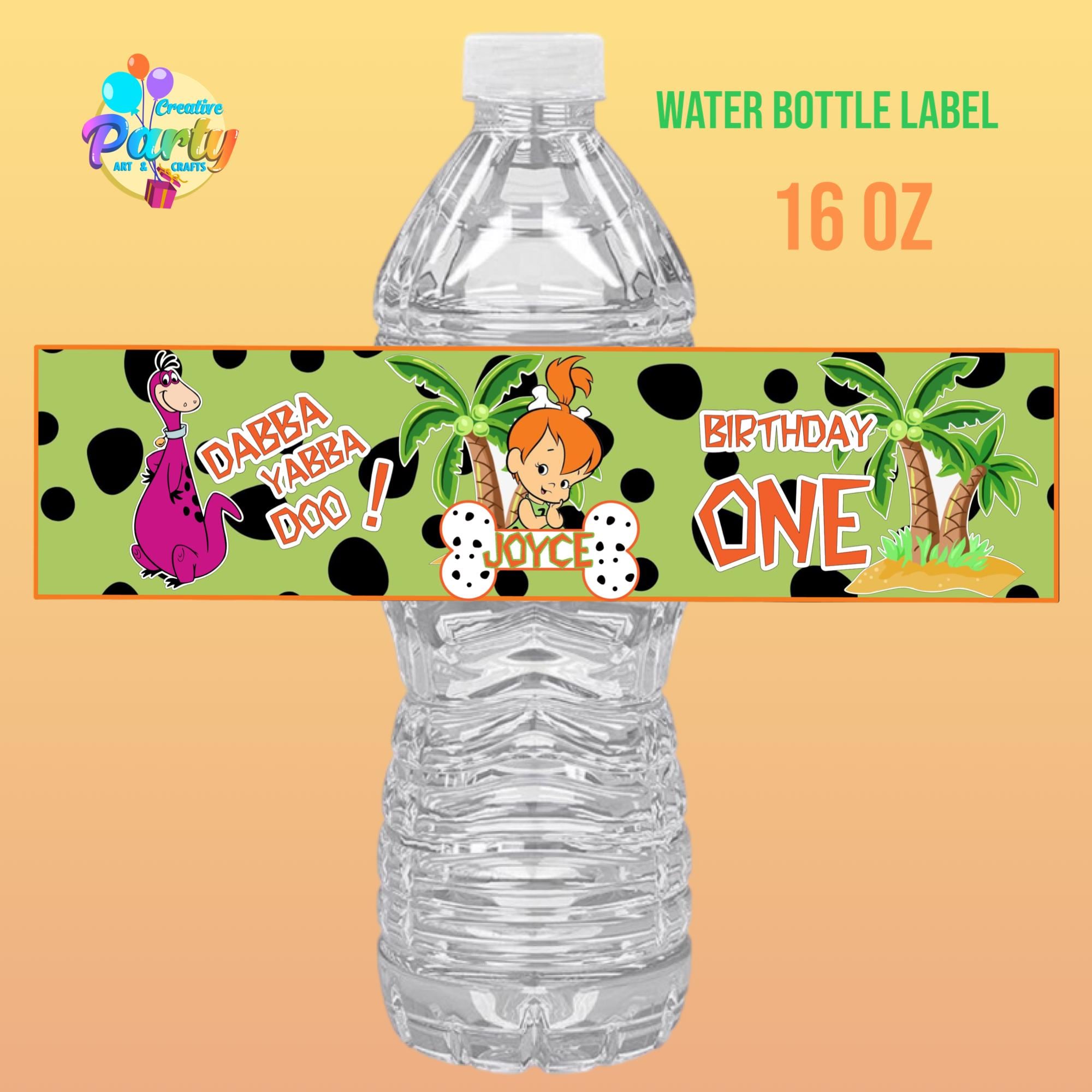 Pebbles Birthday Stickers Flintstones Water Bottles Label for Party ...