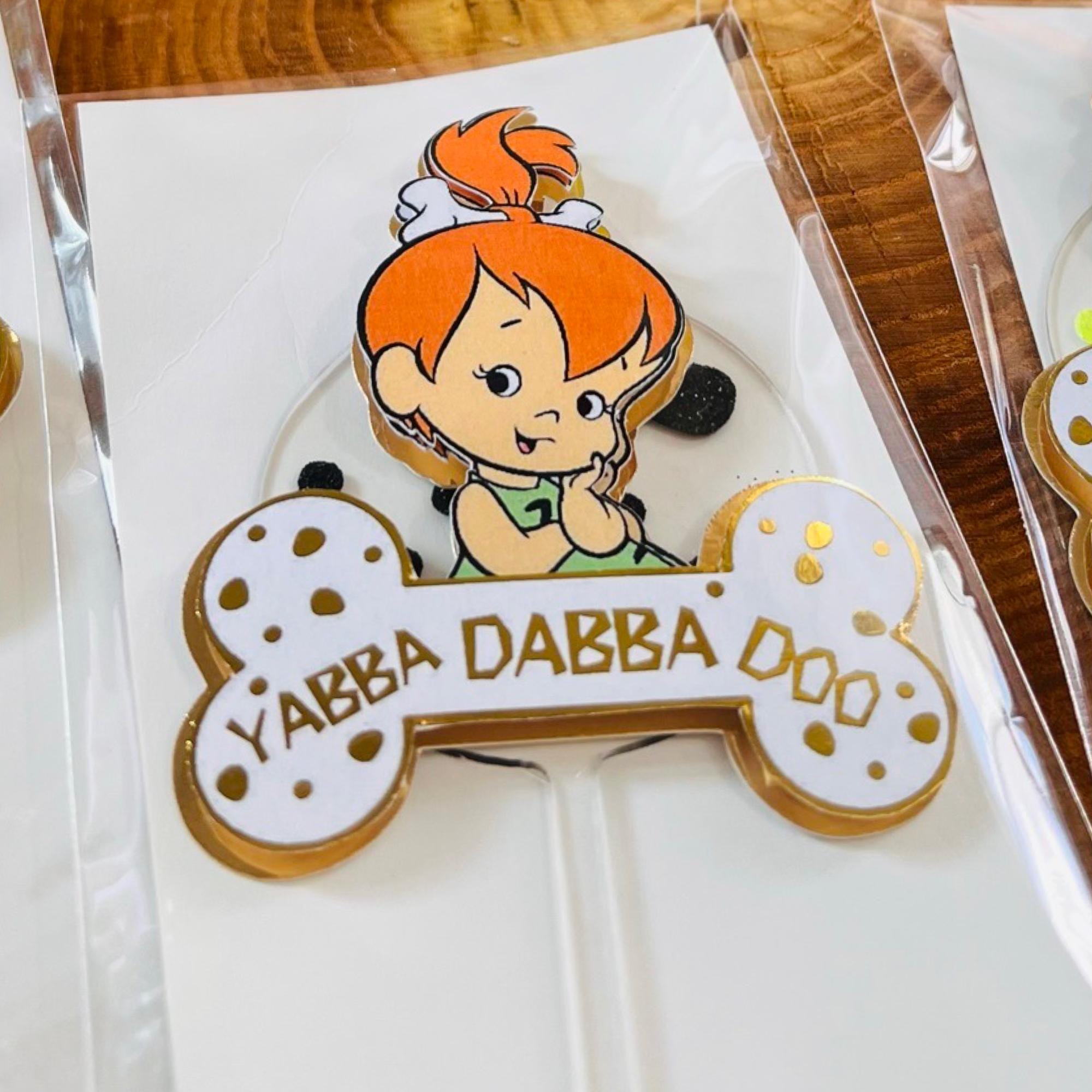 Pebbles Cupcake Toppers Flintstones Party Decor Candy Table Supplies 3D ...