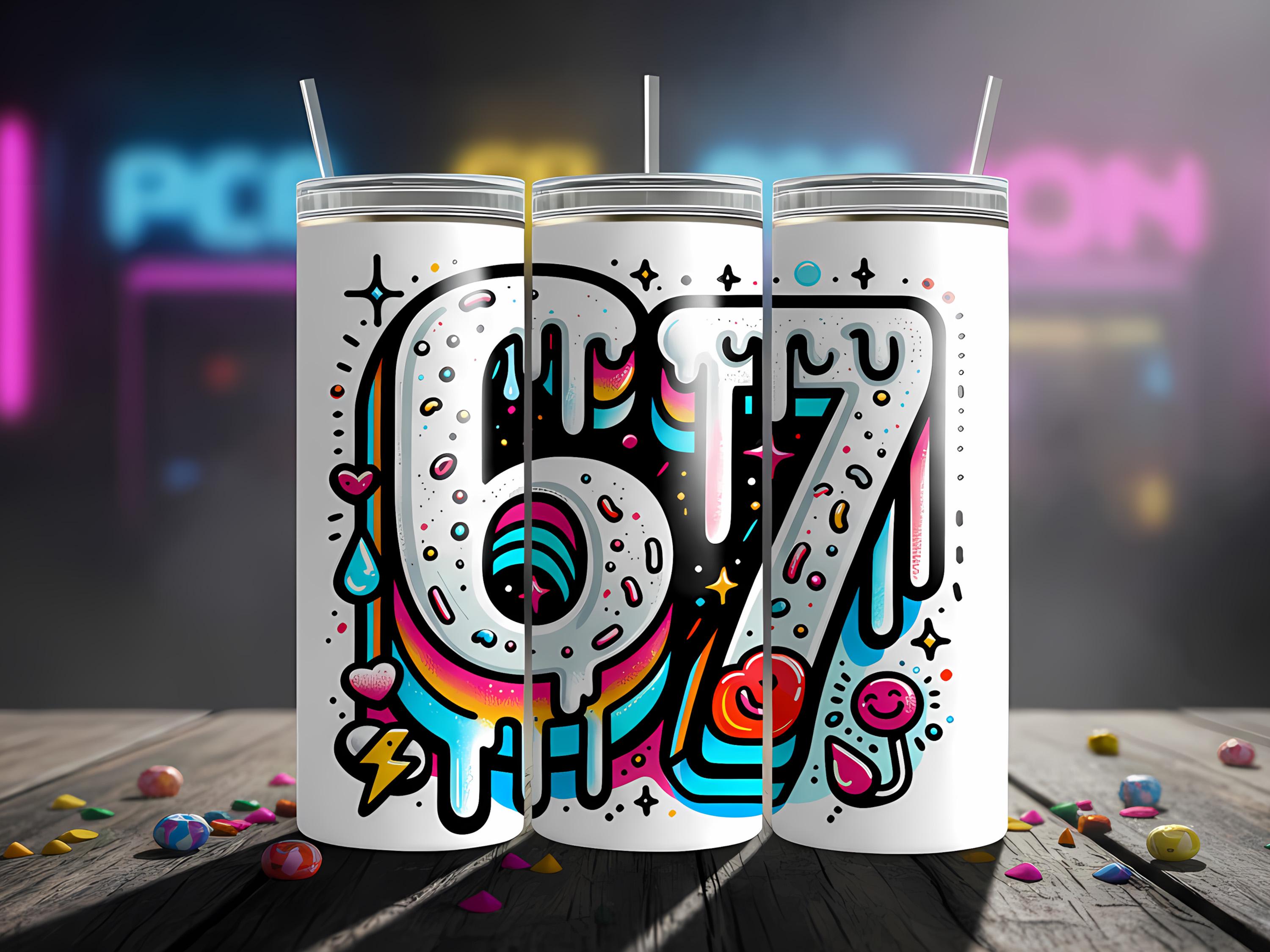 6 7 Meme Tumbler Wrap: Drippy Graffiti Numbers, Pop Art (digital ...