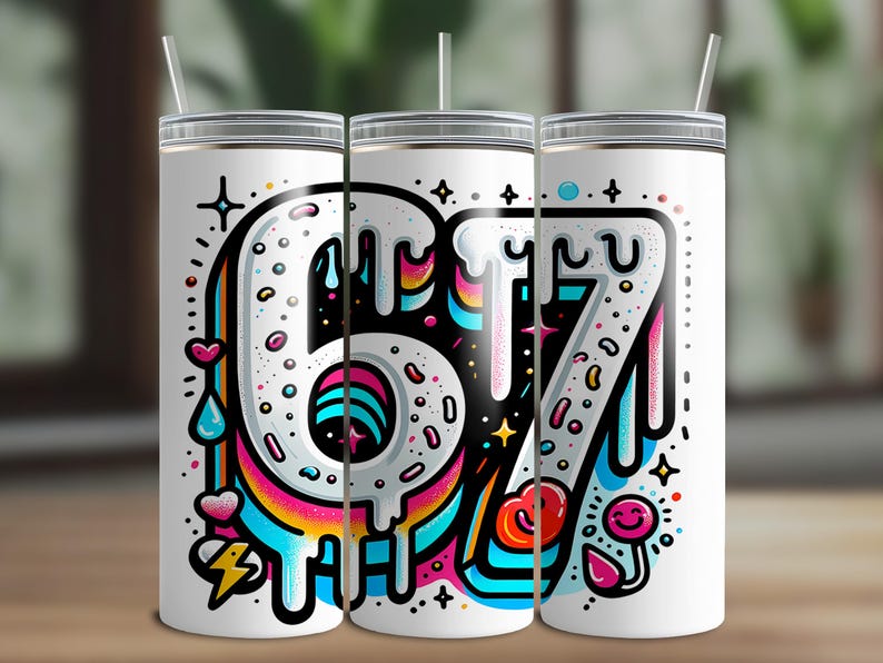 6 7 Meme Tumbler Wrap: Drippy Graffiti Numbers, Pop Art (digital ...