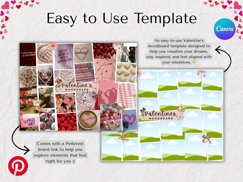 Valentines Moodboard Template, Editable Canva Design (digital Download ...