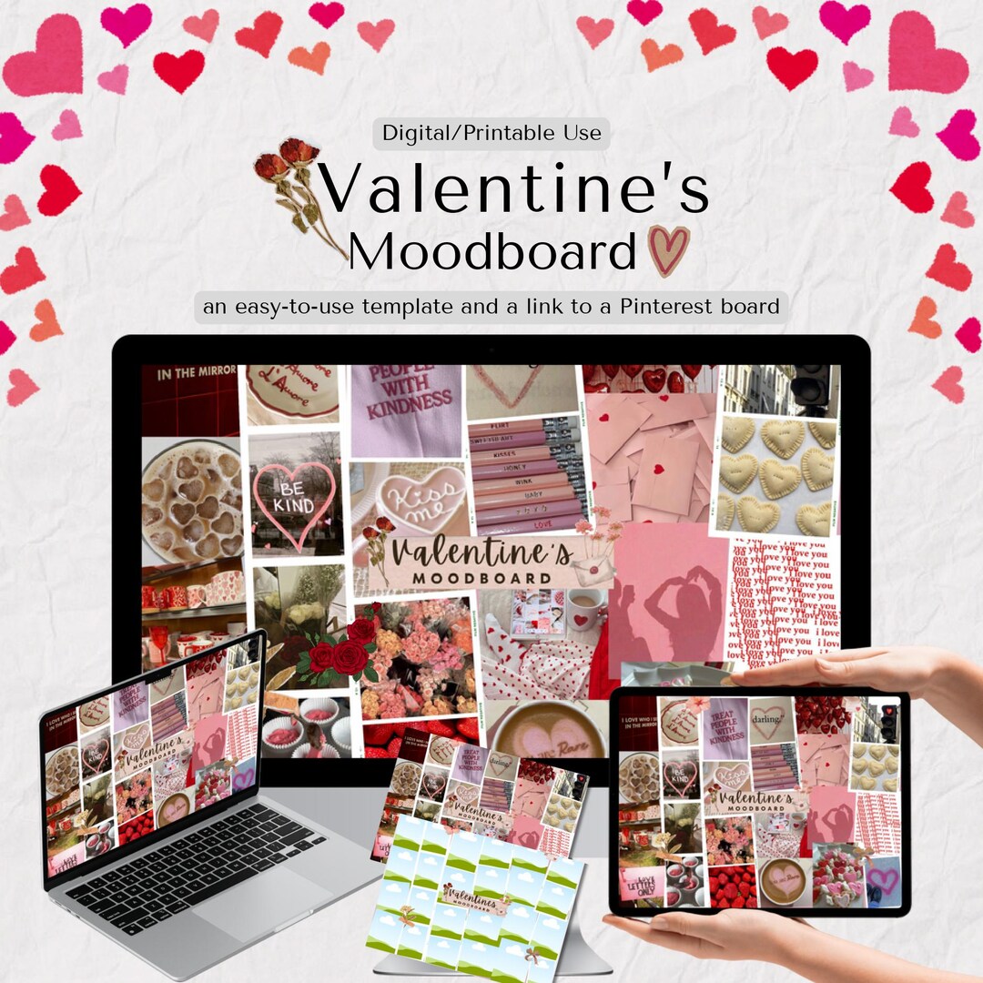 Valentines Moodboard Template, Editable Canva Design (digital Download ...