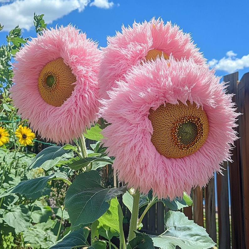 100 Pink Teddy Bear Sunflower Seeds – Soft, Fluffy Blooms, Easy to Grow ...