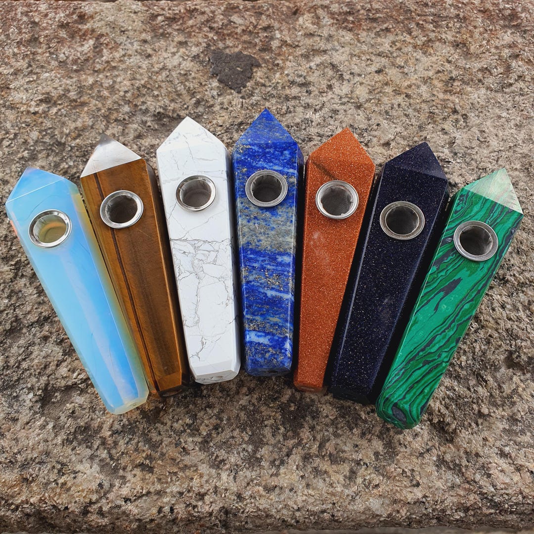 Premium Crystal Smoking Pipe – Opal, Tiger Eye, Lapis Lazuli, Turquoise ...